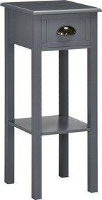 HOMCOM Moderní noční stolek se zásuvkou a úložnou policí, 30x30x75 cm, Šedý | Aosom
