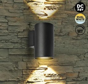 Kama lights led nástěnné svítidlo 24v dual white wl130r 12w ip65 barva: černá