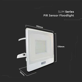 LED Reflektor se senzorem LED/50W/230V 4000K IP65 bílá
