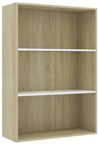 3-patrová knihovna Bieber - bílá sonoma dub | 80x30x114 cm