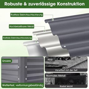 Costway Vyvýšený záhon s kovovými nohami, zvýšený zahradní záhon, stabilní