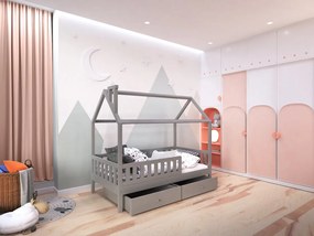 Domečková postel Alfie PLUS 4 se snímatelnou zábranou - 120 x 200 cm -