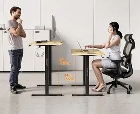 SENSE7 NOJO LIGHT Pracovní stůl černá-borovice / elektricky nastavitel