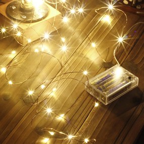 Vánoční mikro řetěz na baterie, teplá bílá, 10m, 100 LED