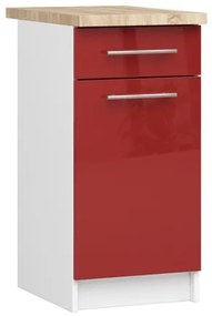 Kuchyňská skříňka OLIVIA S40 SZ1 - bílá/červený lesk