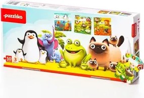Puzzlika 12985 Oblíbená zvířátka 3 v 1 - puzzle 3 obrázky / 50 dílků /
