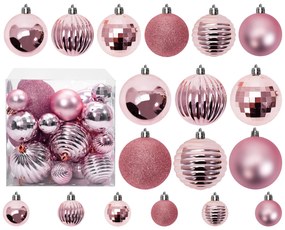 Tutumi, vánoční závěsné ozdoby na stromeček 36ks 311433, růžová CHR-02000