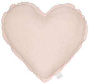 COTTON & SWEETS Polštářek Lněný srdce pudrová růžová, 44 cm
