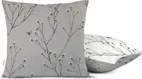 Perkálový bavlněný povlak na polštář Půvabné větvičky - duo - GOTS Velikost: 40 x 40