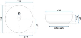 Rea Elma umyvadlo, 45 x 45 cm, bílá, REA-U8493