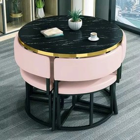 LuxuryForm DESIGN Jídelní set MONTE 4+1 - růžový / černý