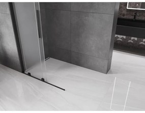 Mexen Velar, sprchová zástěna s posuvnými dveřmi Walk-in 75 x 200 cm, 8mm sklo námraza, černá matná, 871-075-000-33-70
