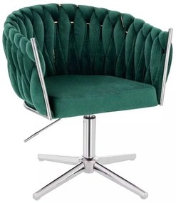 LuxuryForm DESIGN Otočná židle NORDEN VELUR na stříbrném kříži - zelená