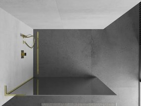 Mexen Kioto L, sprchová zástěna Walk-In 110 x 200 cm, 8mm sklo vzor zrcadlo, zlatý lesklý profil, 800-110-103-50-50