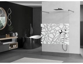 Mexen Kioto, sprchová zástěna Walk-In 100 x 200 cm, 8mm čiré sklo bílý vzor, ​​grafitový profil, 800-100-002-66-85