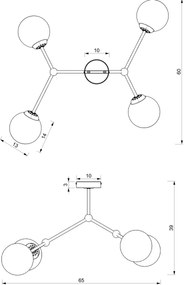 Přisazený lustr JOY 4xE14/40W/230V černá/lesklý chrom