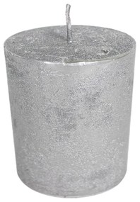 Stříbrná nevonná svíčka M válec  - Ø 7*10cm