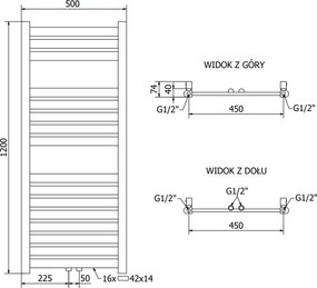 Mexen Uran, elektrické topné těleso 1200 x 500 mm, 600 W, zlatá lesklá, W105-1200-500-2600-50