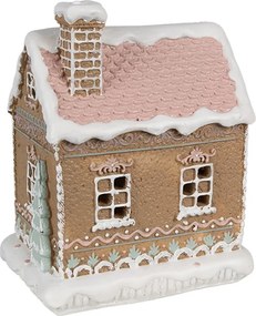 Hnědá svítící perníková chaloupka Gingerbread House - 13*10*16 cm / 3*AAA