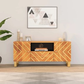 Tv Skříňka Hnědá A Černá 105 X 33,5 X 46 Cm Masivní Mangovník