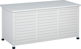 Outsunny Zahradní Úložná Truhla 284L Dřevěná Bedna Voděodolná s Otevíracím Víkem a Žaluziovým Designem 127x56x60 cm Bílá | Aosom