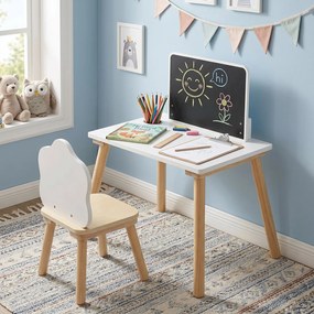 Costway Dětský stůl s židlí Dětský s tabulí pro děti od 3 let bílá +