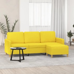 3místná pohovka s podnožkou světle žlutá 180 cm textil 3201197