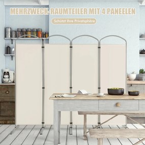 Costway Skládací 4panelový dělicí příčka pro domácnost 221 x 51 x