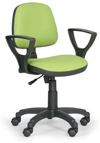 Euroseat Pracovní židle na kolečkách MILANO s područkami, permanentní kontakt, pro měkké podlahy, zelená