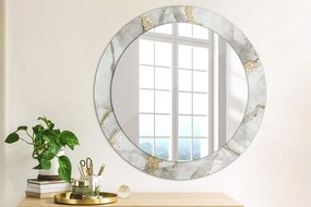 Kulaté zrcadlo s dekorem Bílé mramorové zlato fi 70 cm