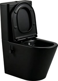 Erga Tina, WC kombi mísa 620x365x820 mm, Rimless + funkce bidetu + toaletní sedátko, černá matná, ERG-V03-TINA-RIM-BID-BK