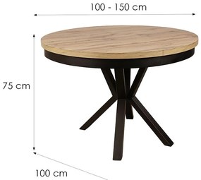 Stůl ST-42 100+50 dub wotan nohy černá kov
