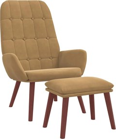 Relaxační křeslo s podnožkou hnědé samet 3315146