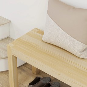HOMCOM 2místná dřevěná lavice venkovského stylu, kuchyňská lavice do obývacího pokoje, do 240 kg, borovicové dřevo, přírodní, 120x33x45cm| Aosom