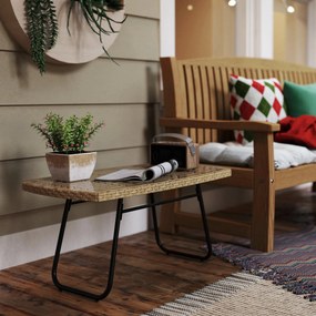 Zahradní stůl Outsunny z poly ratanového materiálu, 90 x 50 x 45 cm, UV odolný boční stůl se skleněnou deskou, obdélníkový stůl na terasu, balkonový …