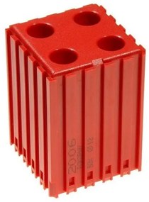 Plastový box na nářadí s válcovou stopkou D12, modul 5x5, 4 dutiny, červená