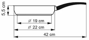 KOLIMAX - české nerezové nádobí KOLIMAX Pánev CERAMMAX PRO STANDARD, průměr 22 cm, objem 1.2 l, černý GRANIT