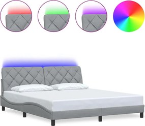Rám postele s LED bez matrace Světle šedá 180x200 cm Látka 3310685