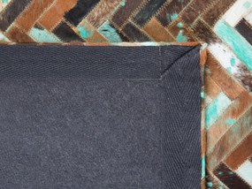 Patchwork koberec z hovězí kůže v hnědo-modrých odstínech 160x230 cm AMASYA Beliani