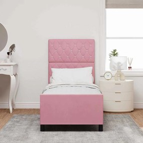 Postel s boxspringem s čelo Růžová 80 x 200 cm samet 3344842