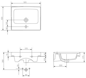 Cersanit K114-005 - Zápustné umyvadlo CREA 40x50,5 cm keramika/lesklá bílá