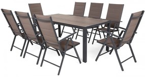 Home Garden Zahradní set Ibiza s 8 židlemi a stolem 185 cm, šedý/taupe