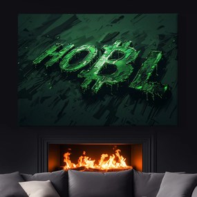 Obraz na plátně - Bitcoin HOBL HODL zelené FeelHappy.cz Velikost obrazu: 60 x 40 cm