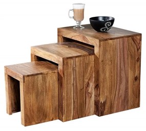 Massive home | 3Set odkládací stolek Makassar 45 cm masiv palisandr