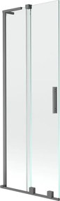 Mexen Velar L, 2-křídlová posuvná vanová zástěna 75 x 150 cm, 8mm čiré sklo, grafitová matná, 896-075-003-01-95