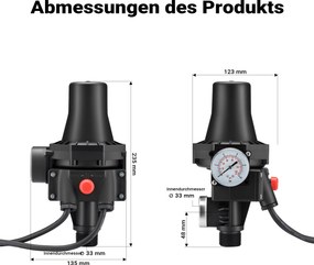 Tlakový spínač pro domácí vodárnu Wiltec SKD-3 – 230 V, 10 bar, černá (51245)