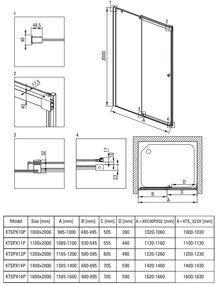 Deante Kerria Plus, posuvné sprchové dveře 110x200 cm, 6mm čiré sklo, černý profil, DEA-KTSPN11P