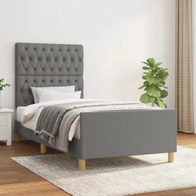 Rám postele bez matrace tmavě šedá 100 x 200 cm textil 3125277