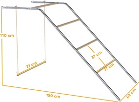 PawHut Dřevěný rám na hraní pro kuřata, hřiště pro kuřata s hrazdičkami, nastavitelná houpačka, 82 x 150 x 110 cm stříbrný