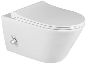 Sapho AVVA CLEANWASH závěsná WC mísa, Rimless, integrovaná baterie a bidet. sprška, 35,5x53cm, bílá 100315